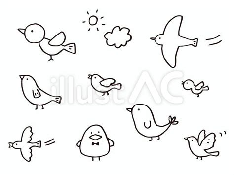 手書きの鳥イラストセットイラスト No 22068072｜無料イラスト・フリー素材なら「イラストac」