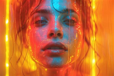 Premium Photo A Captivating Portrait Illuminated By Vibrant Neon Lights