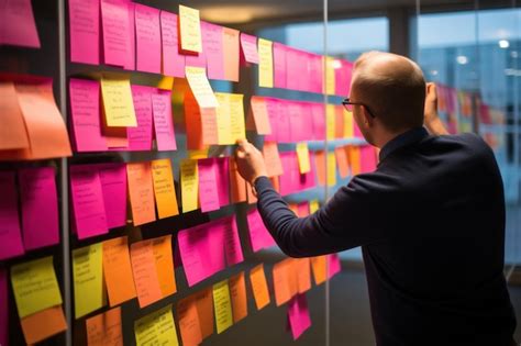 Premium Ai Image Person Putting On Sticky Note On Wall Strategic