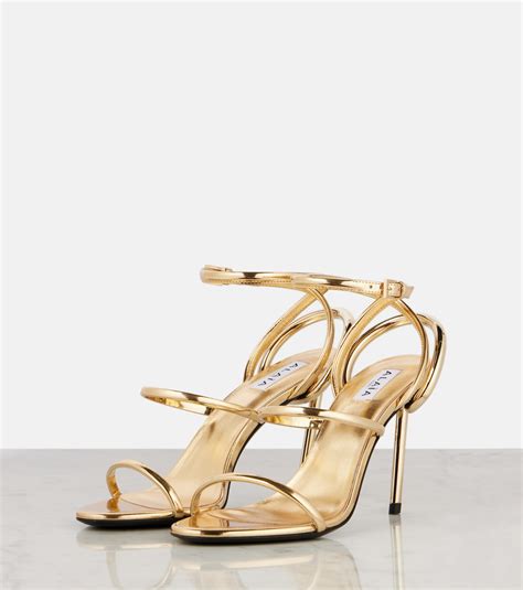 Strappy Metallic Leather Sandals In Gold Alaia Mytheresa