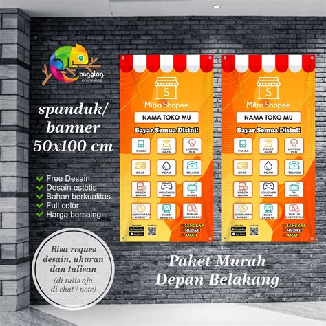 Jual Size X Cm Spanduk Banner Mitra Shopee Depan Belakang Murah Shopee Indonesia