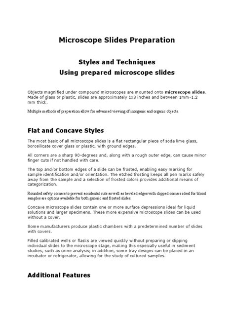 Techniques For Preparing Microscope Slides Pdf Staining