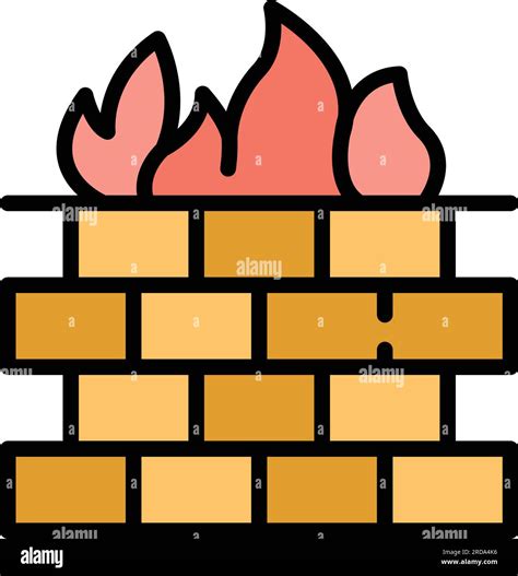 Firewall Cyber Icon Outline Vector Stop Fraud Secure Key Color Flat Stock Vector Image And Art