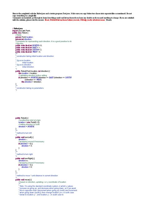 Robot Java 1 Pdf Constructor Object Oriented Programming