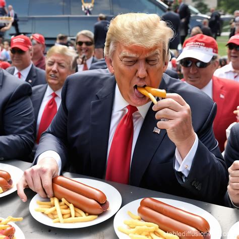 Trump Enjoying Hot Dogs Stable Diffusion Online