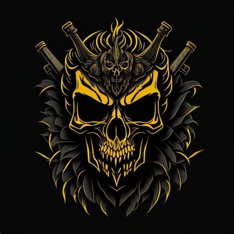 Premium Ai Image Halloween Golden Skull Generative Ai