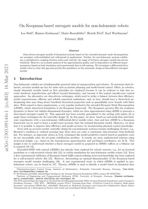 On Koopman Based Surrogate Models For Non Holonomic Robots Deepai