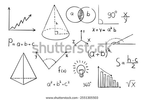 Math Geometry Graph Shapes On Blackboard Stock Vector Royalty Free