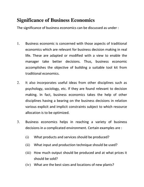 Significance Of Business Economics These Are Adapted Or Modified With