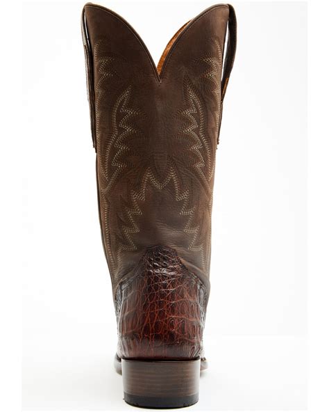 El Dorado Mens Exotic Caiman Western Boots Round Toe Brass