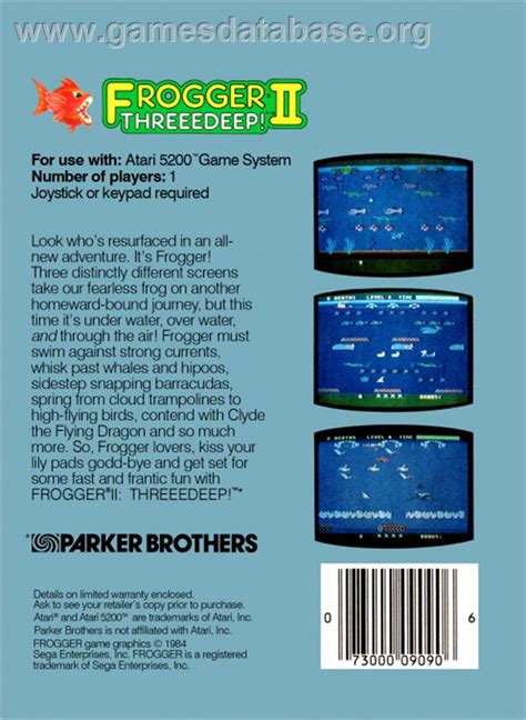Frogger 2 Three Deep Atari 5200 Artwork Box Back