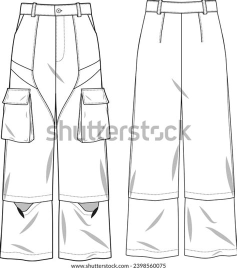 Multipanel Flare Cargo Trouser Fashion Cad Stock Vector Royalty Free