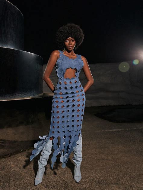 Nyx Circle Cutout Fringe Denim Maxi Dress Mew Mews