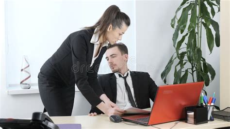 Sexual Harassment In The Office The Boss Flirts With The Secretary