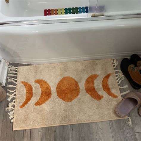 Boho Moon Phases Bath Runner Rug Bohemian Tassel Accent Etsy