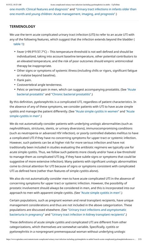 Solution Acute Complicated Urinary Tract Infection Including
