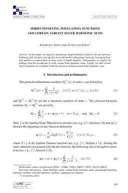 Ele Math Journal Of Classical Analysis Series Involving Polygamma