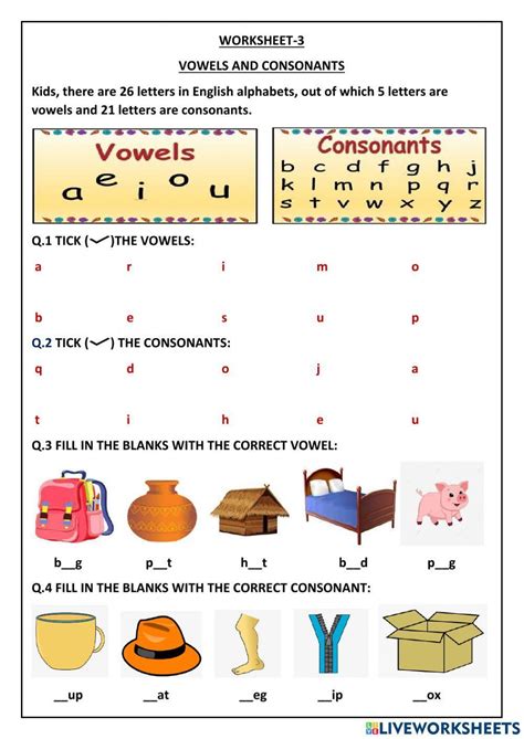 Vowels And Consonants In English Worksheet