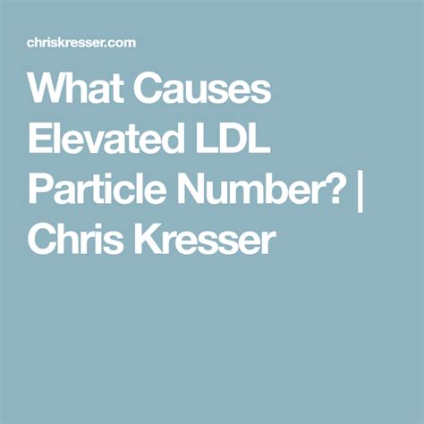 Causes Of Elevated Ldl Particle Number