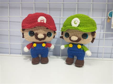 Irmãos Mario e Luigi Amigurumi Croche Elo7 Produtos Especiais