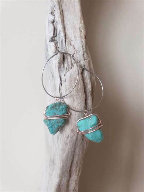 Handmade Boho Turquoise Earrings Artisan Jewelry