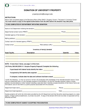 Fillable Online Pages Uoregon Property Receipt Form UO Equipment