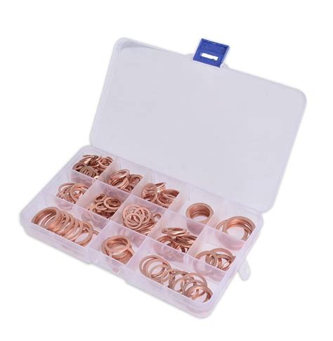 Brass Flat And Lock Washers 280pcs Assorted 12 Size Solid Copper Crush Washers Seal Flat Ring