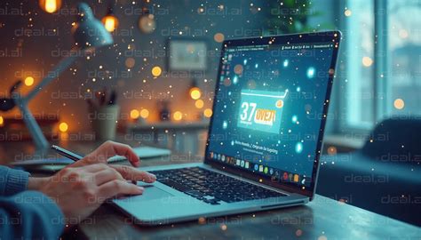 Cozy Laptop Workstation At Night Deal Ai Art Marketplace