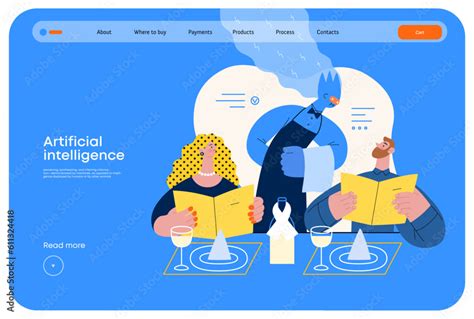 Vetor De Artificial Intelligence Waiter Modern Flat Vector Concept