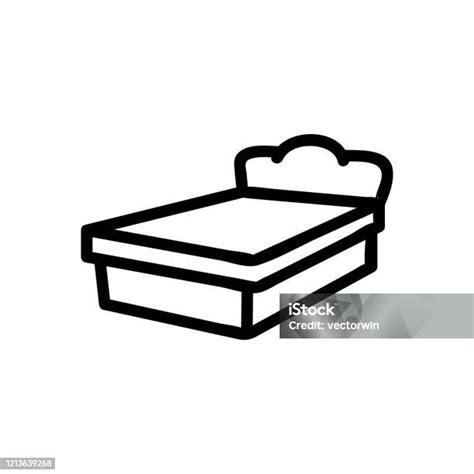 舒適的床圖示向量隔離輪廓符號插圖向量圖形及更多一組物體圖片 一組物體 上床時間 住宅房間 Istock
