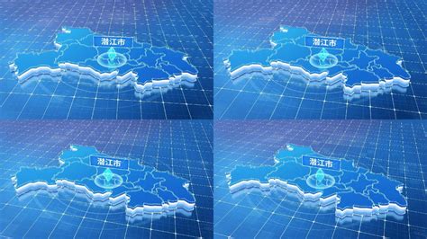 湖北潜江市蓝色科技感定位地图ae模板ae模板下载