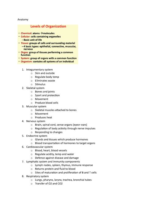 Anatomy Lecture Revision Notes Anatomy Integumentary System O Skin And Outside O Regulate