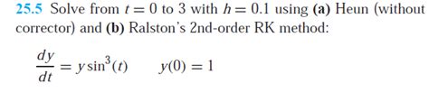 Solved 255 Solve From T0 To 3 With H01 Using A Heun
