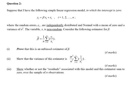 Solved Suppose That I Have The Following Simple Linear