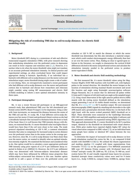 PDF Mitigating The Risk Of Overdosing TMS Due To Hairstyle An Electric Field Modeling Study
