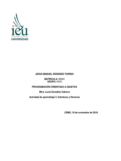 Actividad 3 Pdf Objeto Informática Herencia Programación