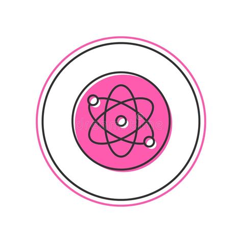 Filled Outline Atom Icon Isolated On White Background Symbol Of