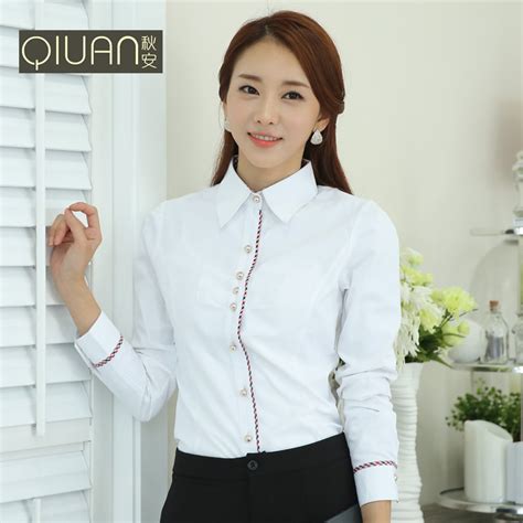 秋安2014白衬衫女长袖职业装女装衬衫ol工装正装衬衣工作服衬衫女秋安旗舰店