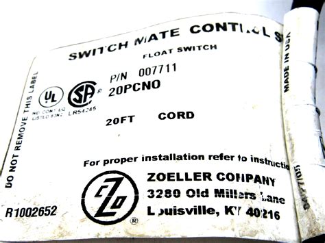 New Sje Rhombus 20pcn0 Float Control Switch 007711 Sb Industrial
