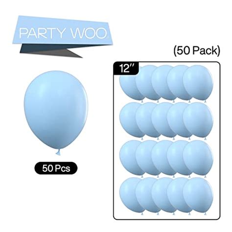 Partywoo Blue Balloons 50 Pcs 12 Inch Light Blue Balloons Pastel Blu