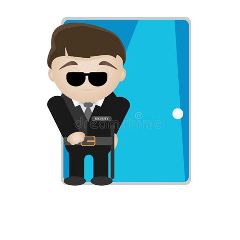 Cartoon Security Man With Sunglasses Vector Illustration Stock Vector