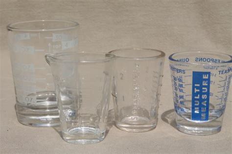 Vintage Glass Ounce Measures Graduated Measuring Glasses Medicine