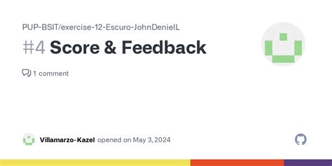 Score Feedback Issue 4 PUP BSIT Exercise 12 Escuro JohnDenielL