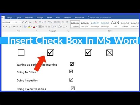 How To Insert Check Box In Microsoft Word How To Put Tick Box In Word YouTube