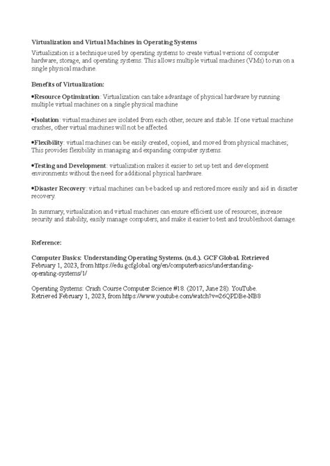 CS 2301 DF Unit 1 CS 2301 Discussion Forum Unit 1 Virtualization