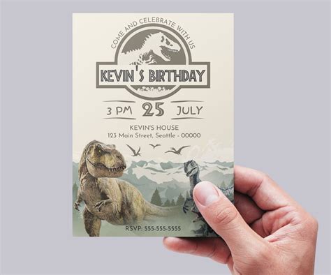 Jurassic World Birthday Invitation Template Dinosaur Party Etsy