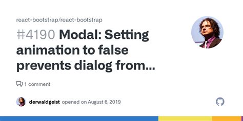 Modal Setting Animation To False Prevents Dialog From Showing Up