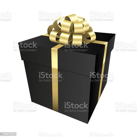 금 활이있는 검은 선물 상자 크리스마스와 생일 선물 컬렉션 3차원 형태에 대한 스톡 벡터 아트 및 기타 이미지 3차원 형태 검은색 검은색 상자 용기 Istock