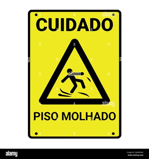 Warning Sign With Illustration Of Character Slipping And Falling With