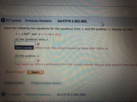 Solved 0 1 Points Previous Answers Sercp10 2 Wu 003 Solve